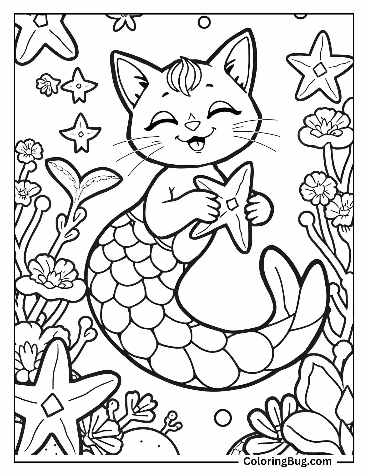 20 Mermaid Cat Coloring Pages (Free Printable PDFs)