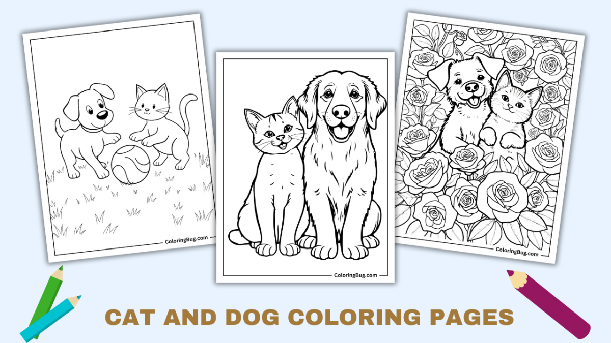 30 Cat and Dog Coloring Pages (Free Printable PDFs)