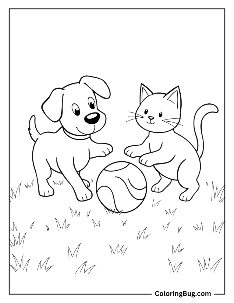 30 Cat and Dog Coloring Pages (Free Printable PDFs)