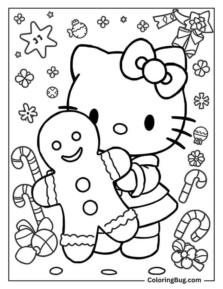 40 Hello Kitty Christmas Coloring Pages (Free Printable PDFs)