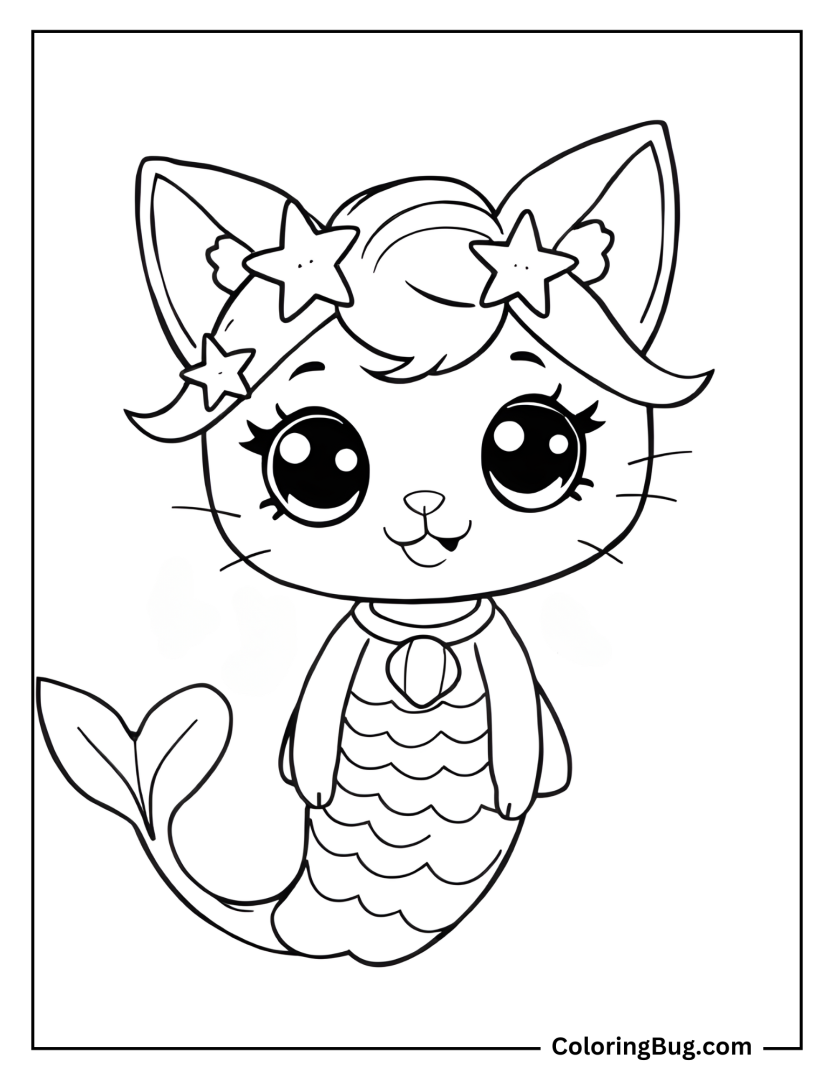 20 Mermaid Cat Coloring Pages (Free Printable PDFs)