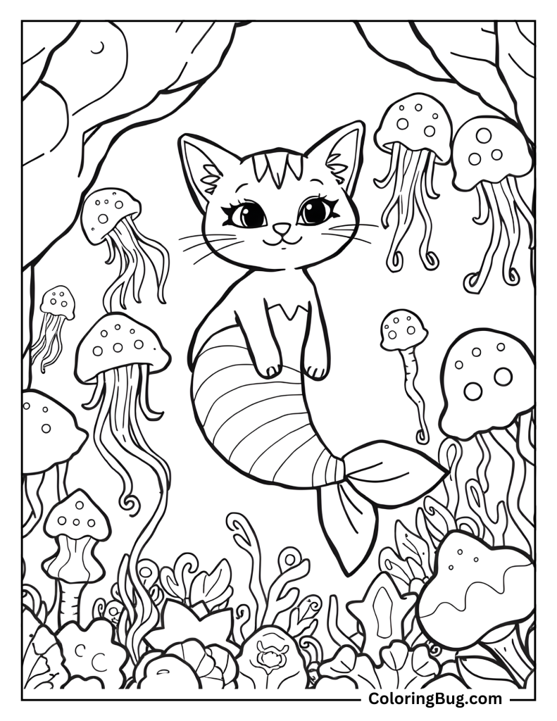 20 Mermaid Cat Coloring Pages (Free Printable PDFs)