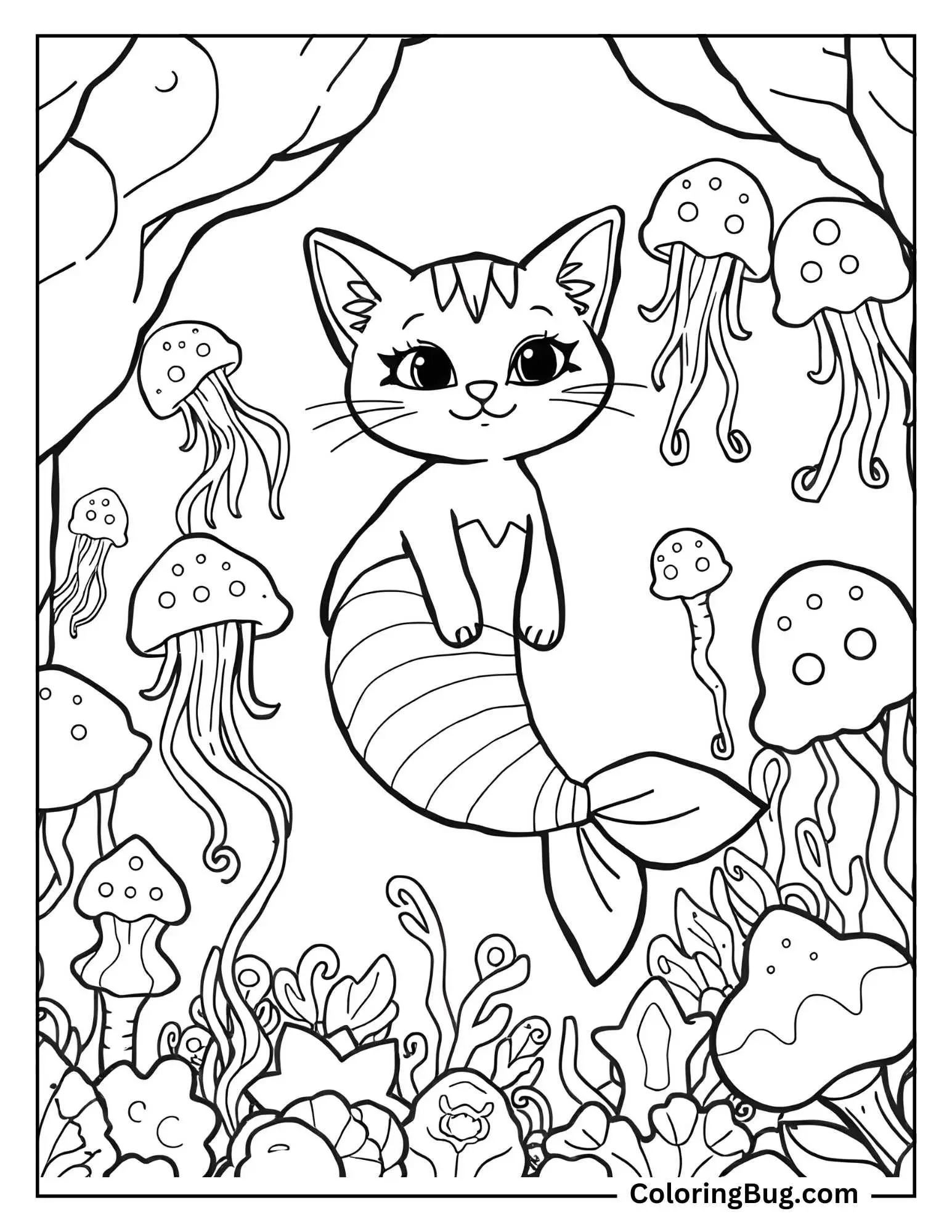 20 Mermaid Cat Coloring Pages (Free Printable PDFs)