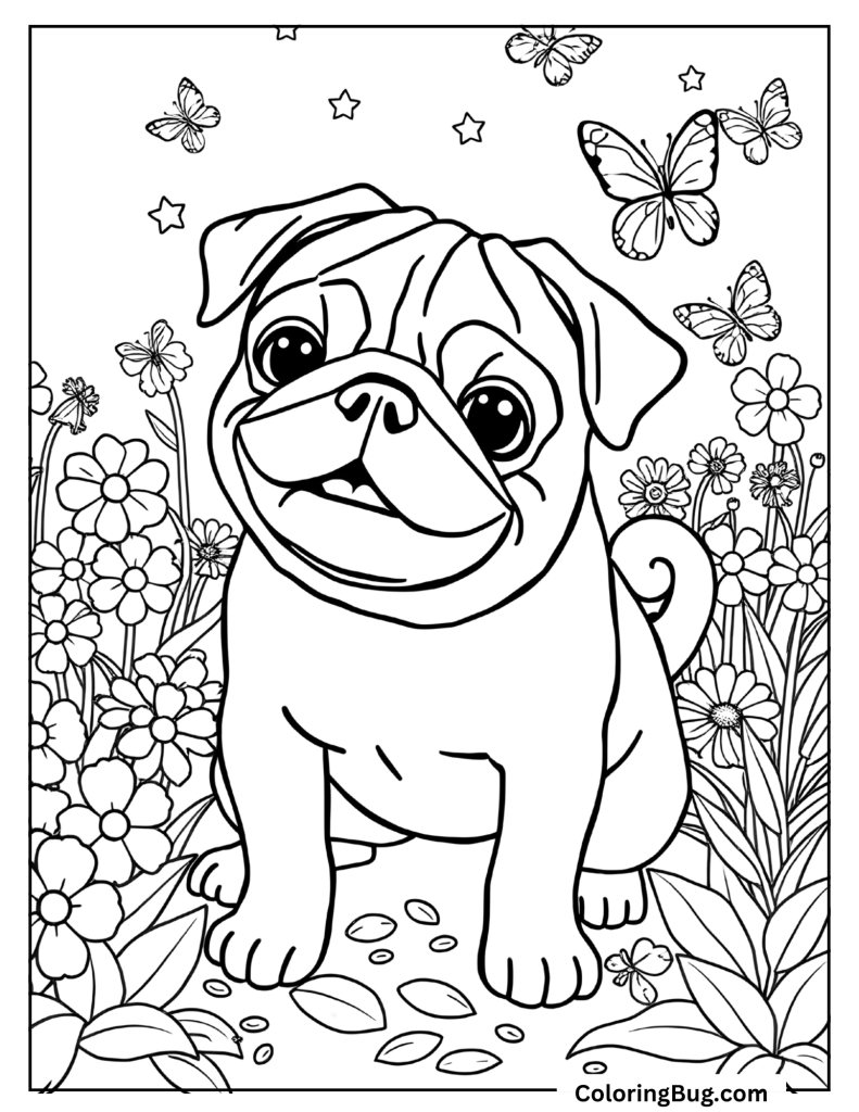 32 Cute Pug Coloring Pages (Free Printable PDFs)