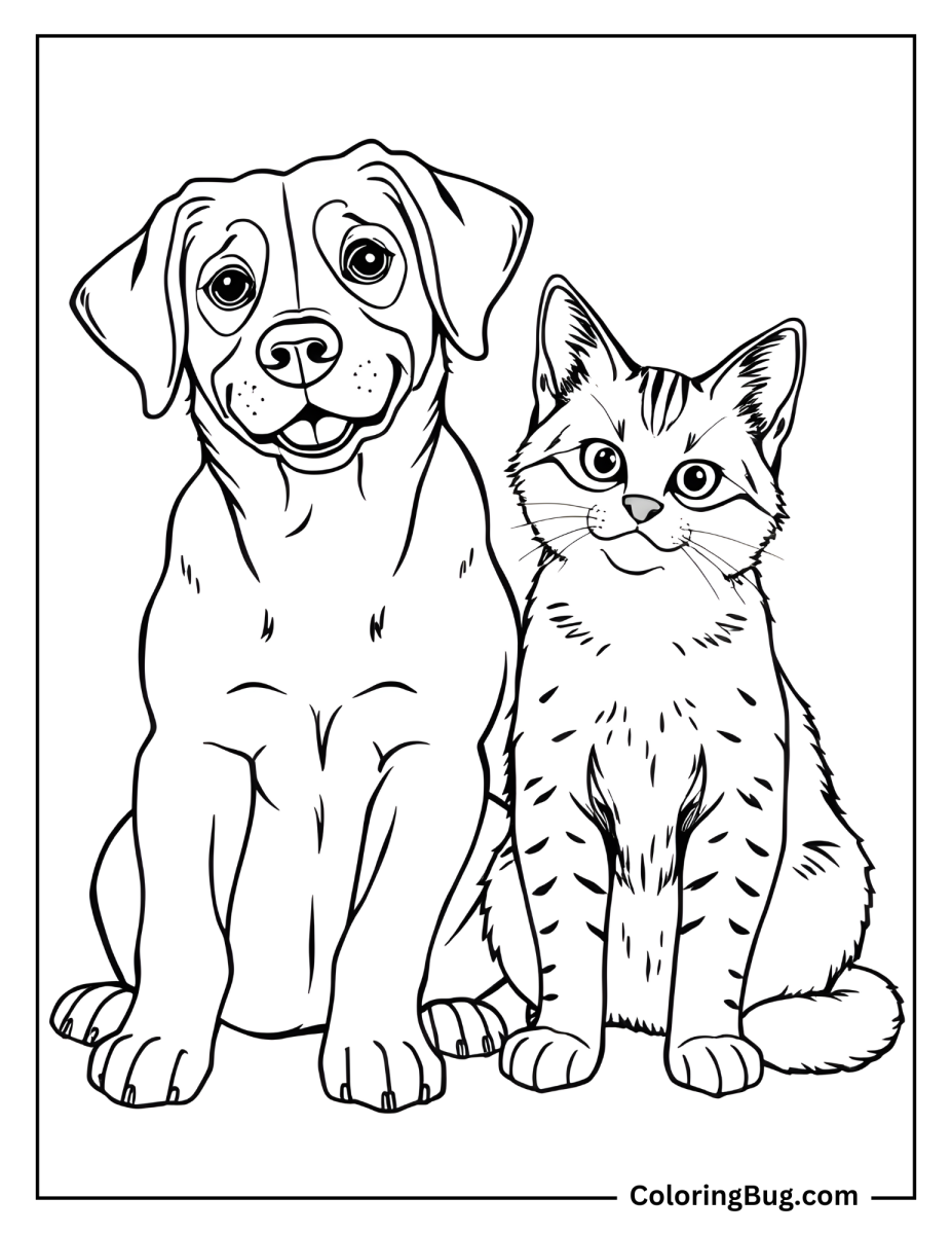 30 Cat and Dog Coloring Pages (Free Printable PDFs)