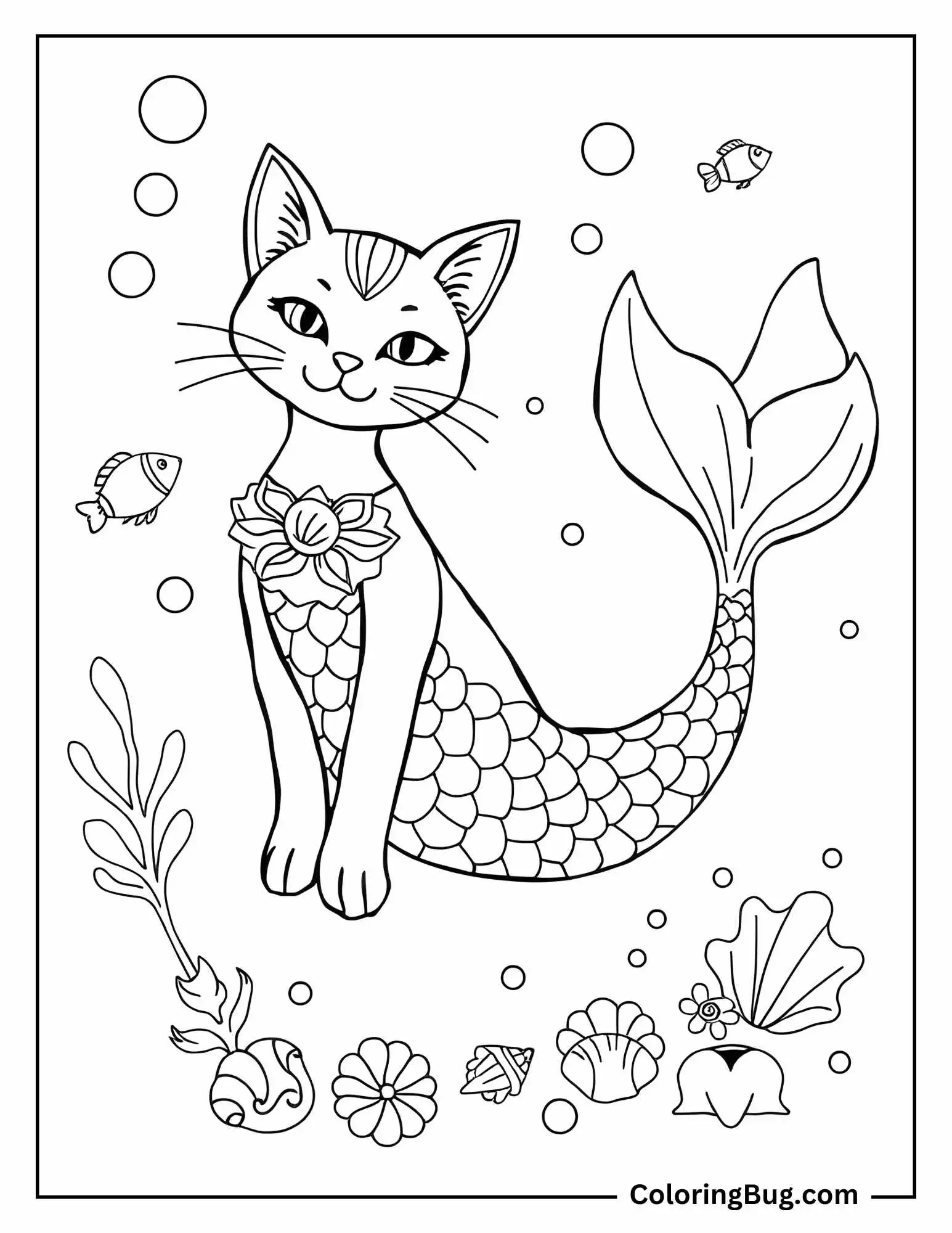 20 Mermaid Cat Coloring Pages (Free Printable PDFs)