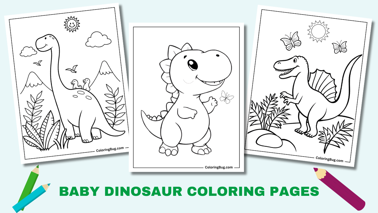 40 Cute Baby Dinosaur Coloring Pages (Free Printable PDFs)