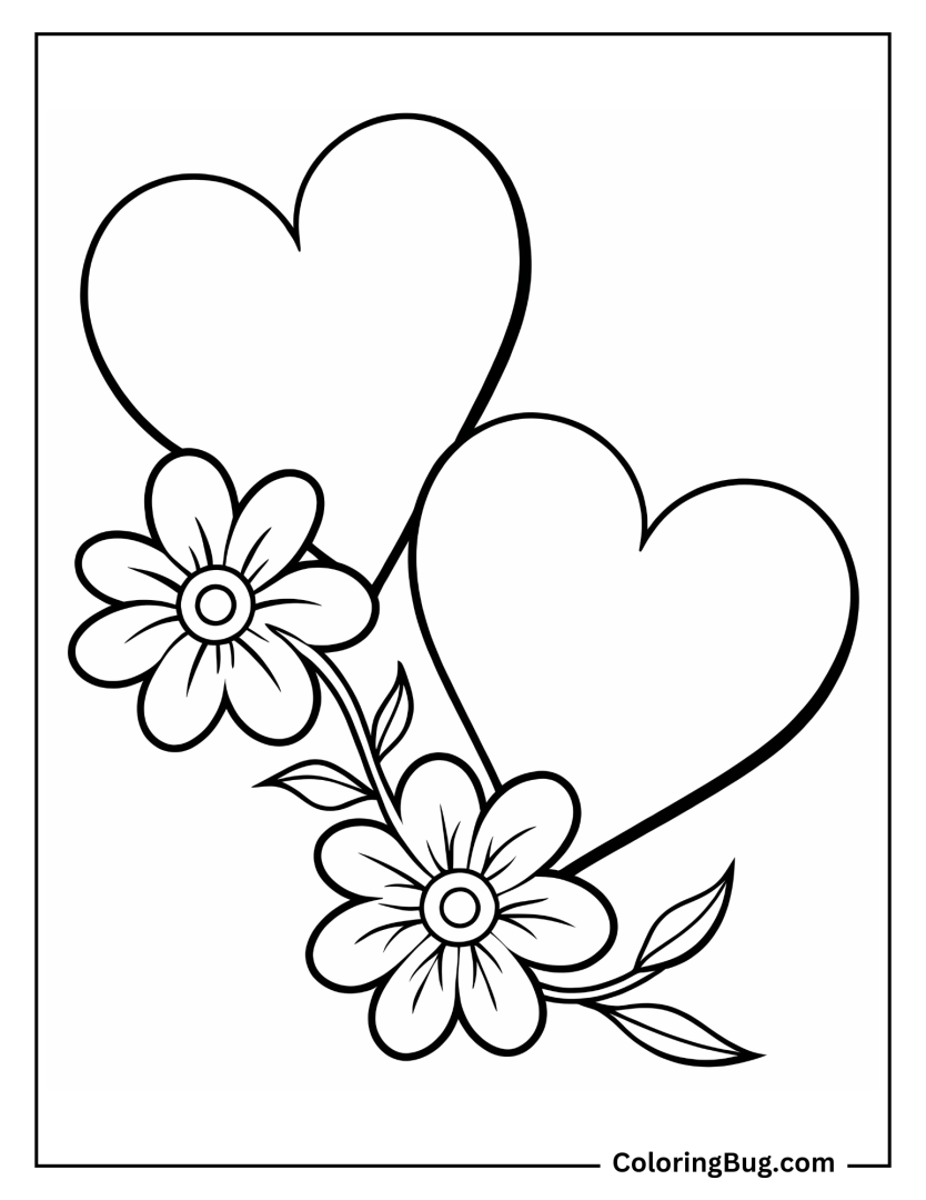 40+ Hearts and Flowers Coloring Pages (Free Printable PDFs)