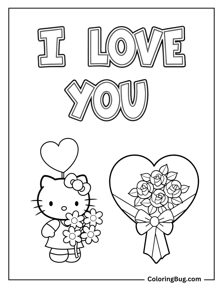 30 Hello Kitty Valentines Coloring Pages (Free Printable PDFs)