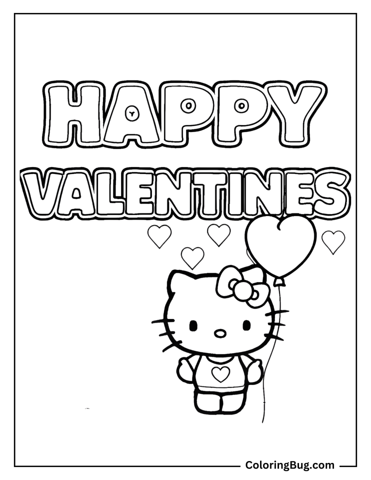 30 Hello Kitty Valentines Coloring Pages (Free Printable PDFs)