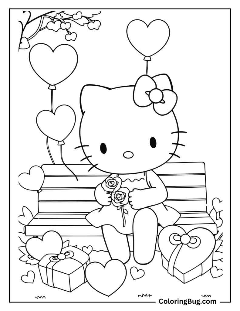 30 Hello Kitty Valentines Coloring Pages Free Printable Pdfs