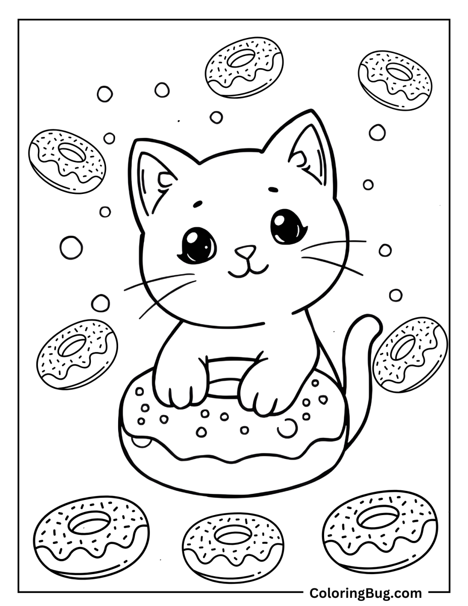 30 Kawaii Cat Coloring Pages (Free Printable PDFs)