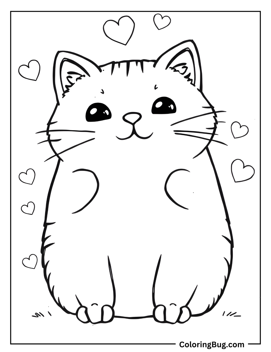 30 Kawaii Cat Coloring Pages (Free Printable PDFs)