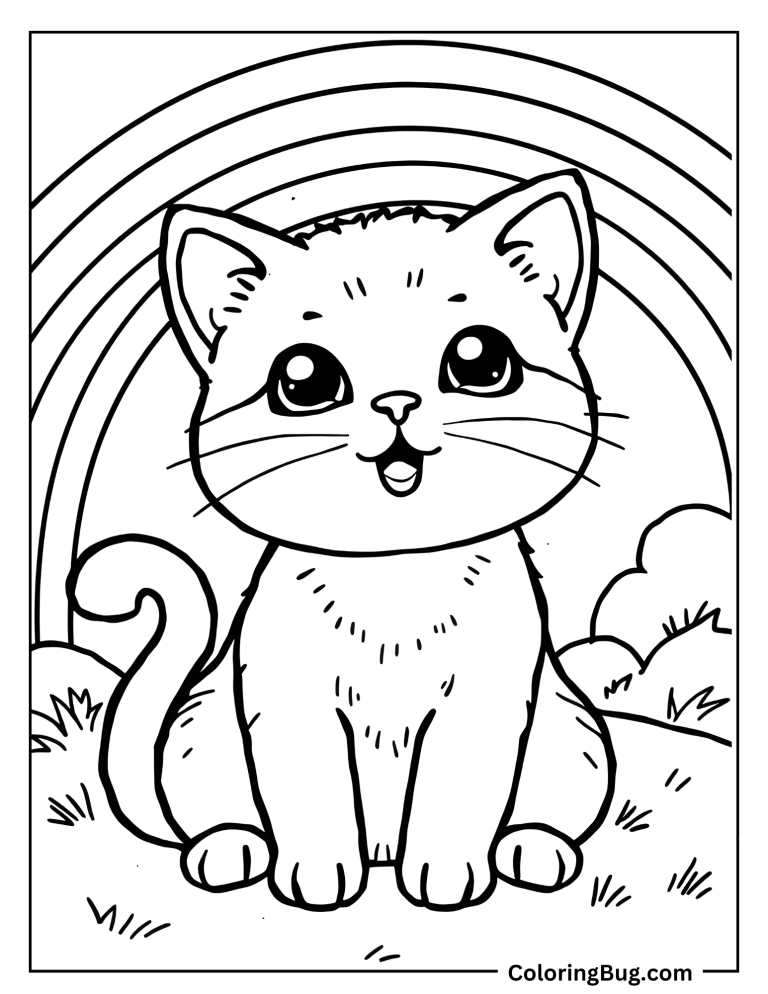 30 Kawaii Cat Coloring Pages (Free Printable PDFs)