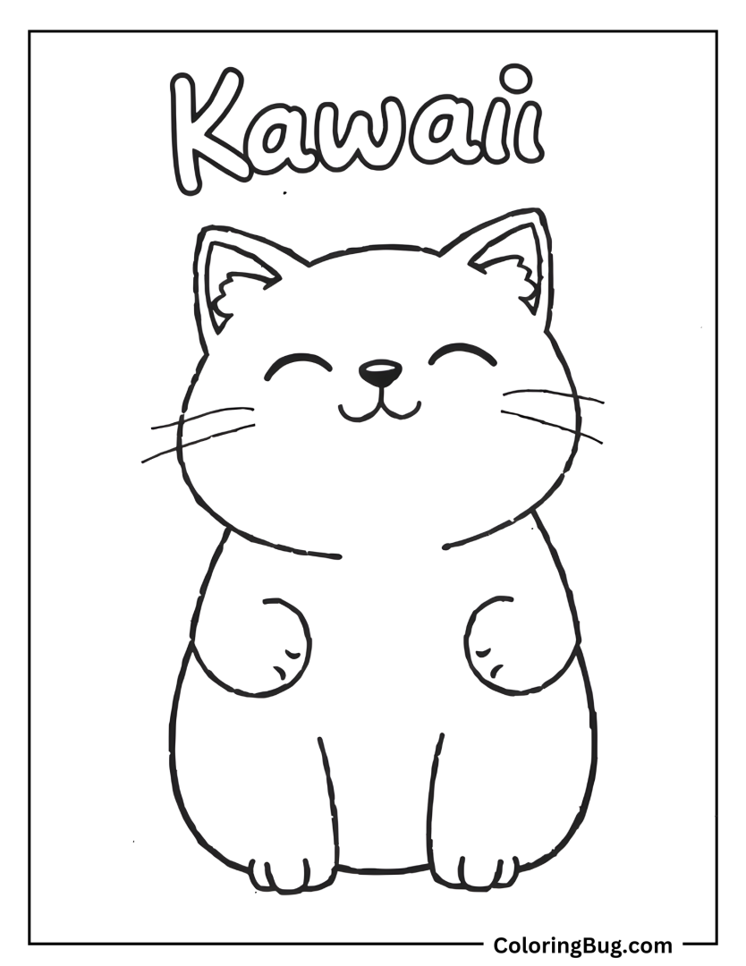 30 Kawaii Cat Coloring Pages (Free Printable PDFs)