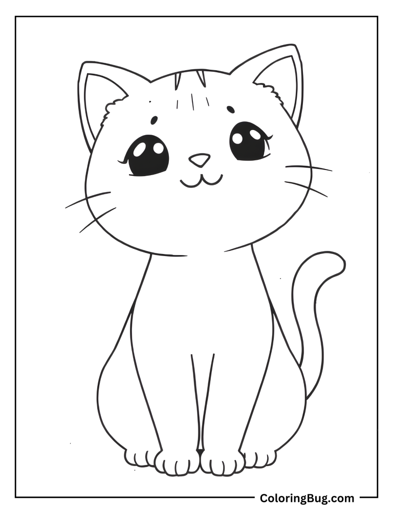 30 Kawaii Cat Coloring Pages (Free Printable PDFs)