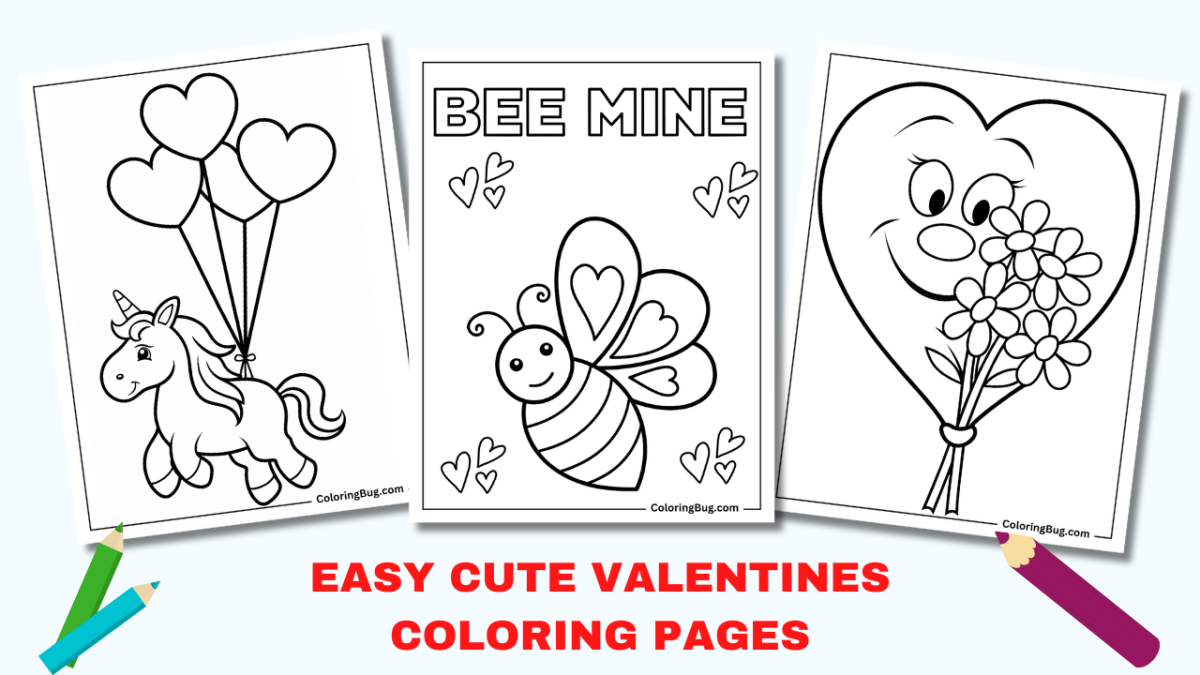 28 Easy Cute Valentines Coloring Pages (Free Printable PDFs)