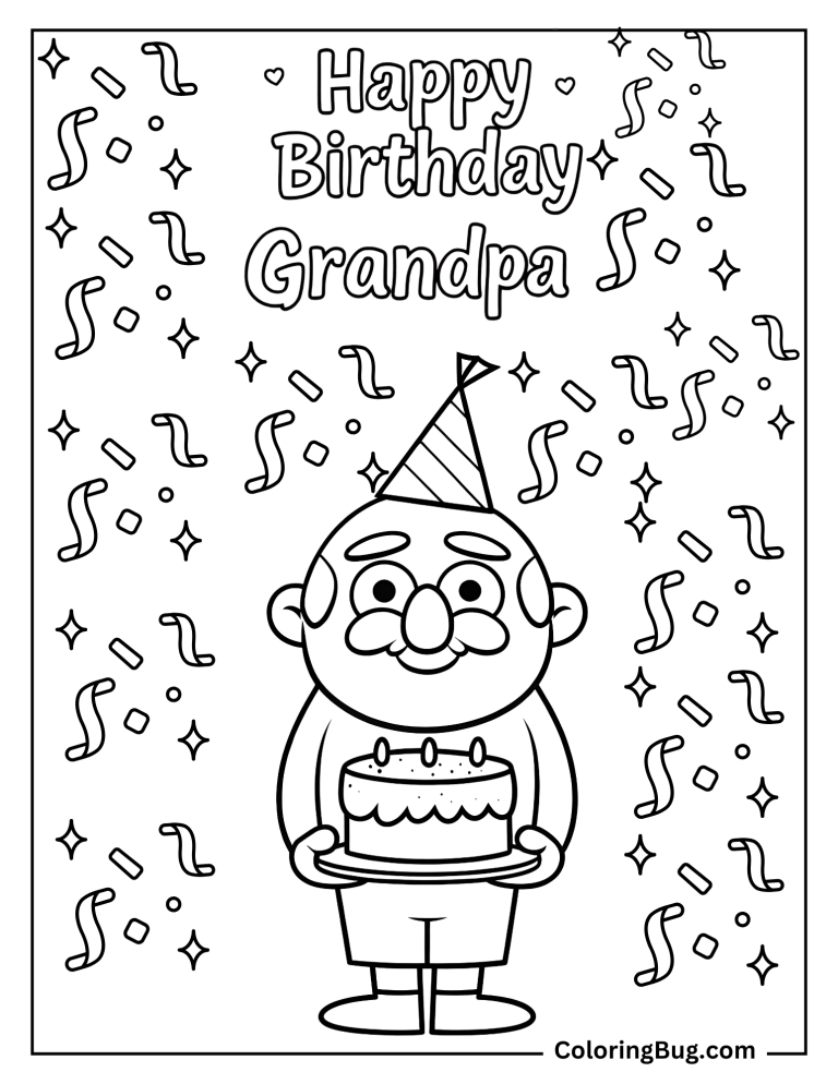 16 Happy Birthday Grandpa Coloring Pages (Free Printable PDFs)