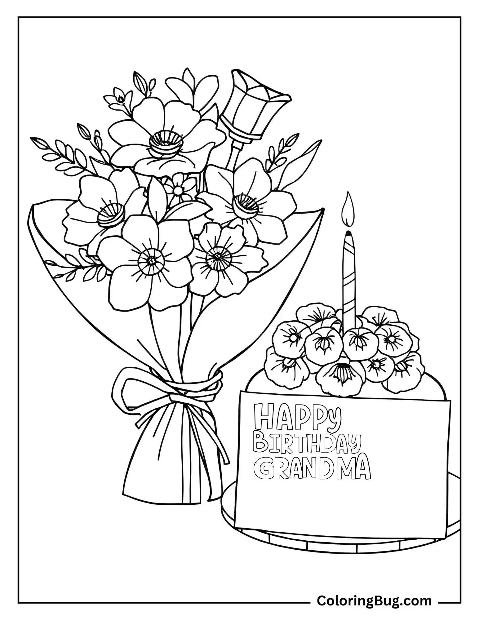 16 Happy Birthday Grandma Coloring Pages (Free Printable PDFs)