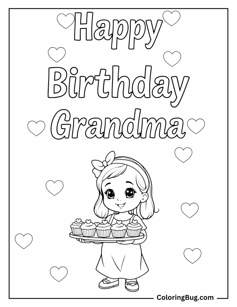 16 Happy Birthday Grandma Coloring Pages (Free Printable PDFs)