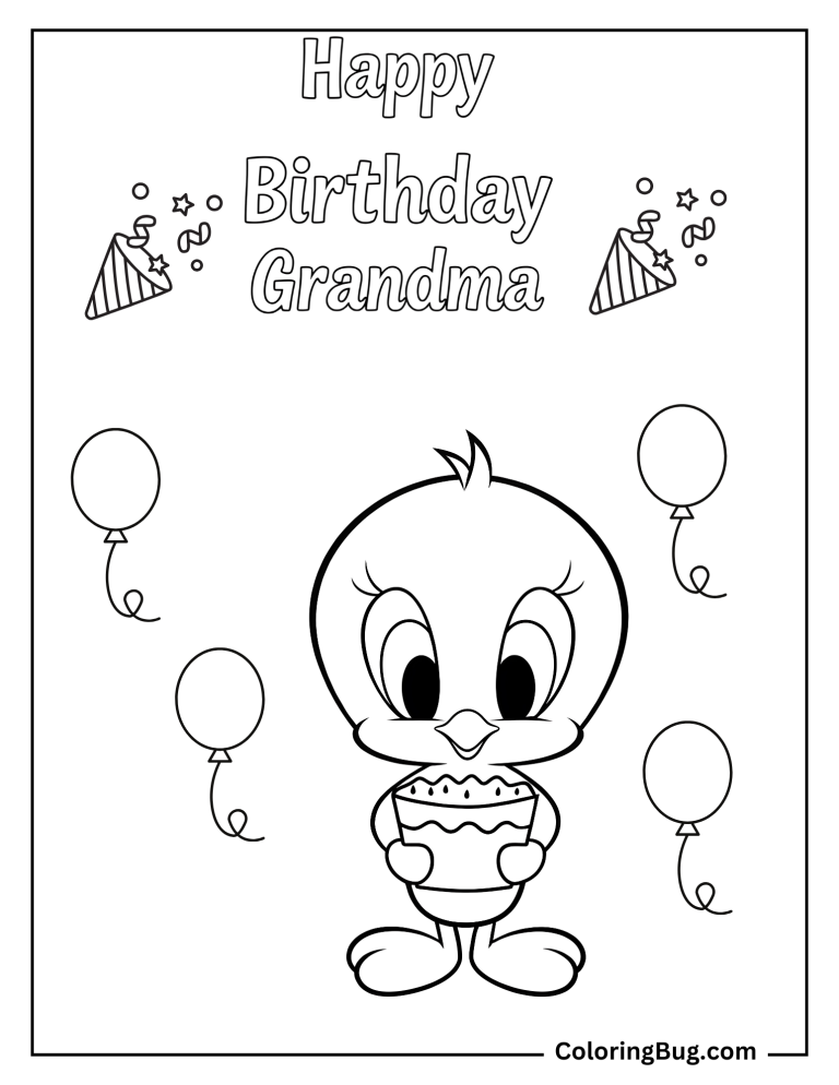 16 Happy Birthday Grandma Coloring Pages (Free Printable PDFs)