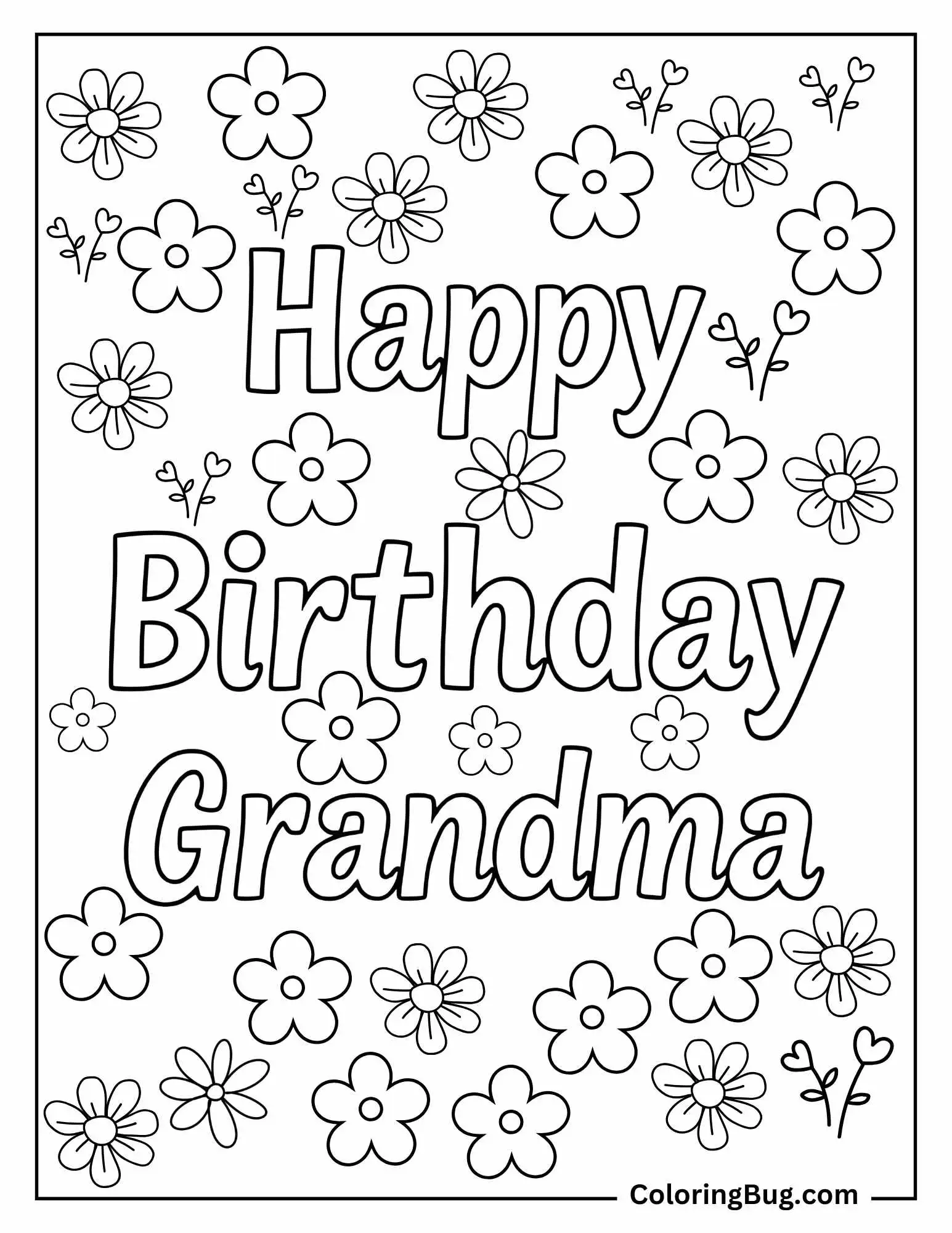 16 Happy Birthday Grandma Coloring Pages (Free Printable PDFs)