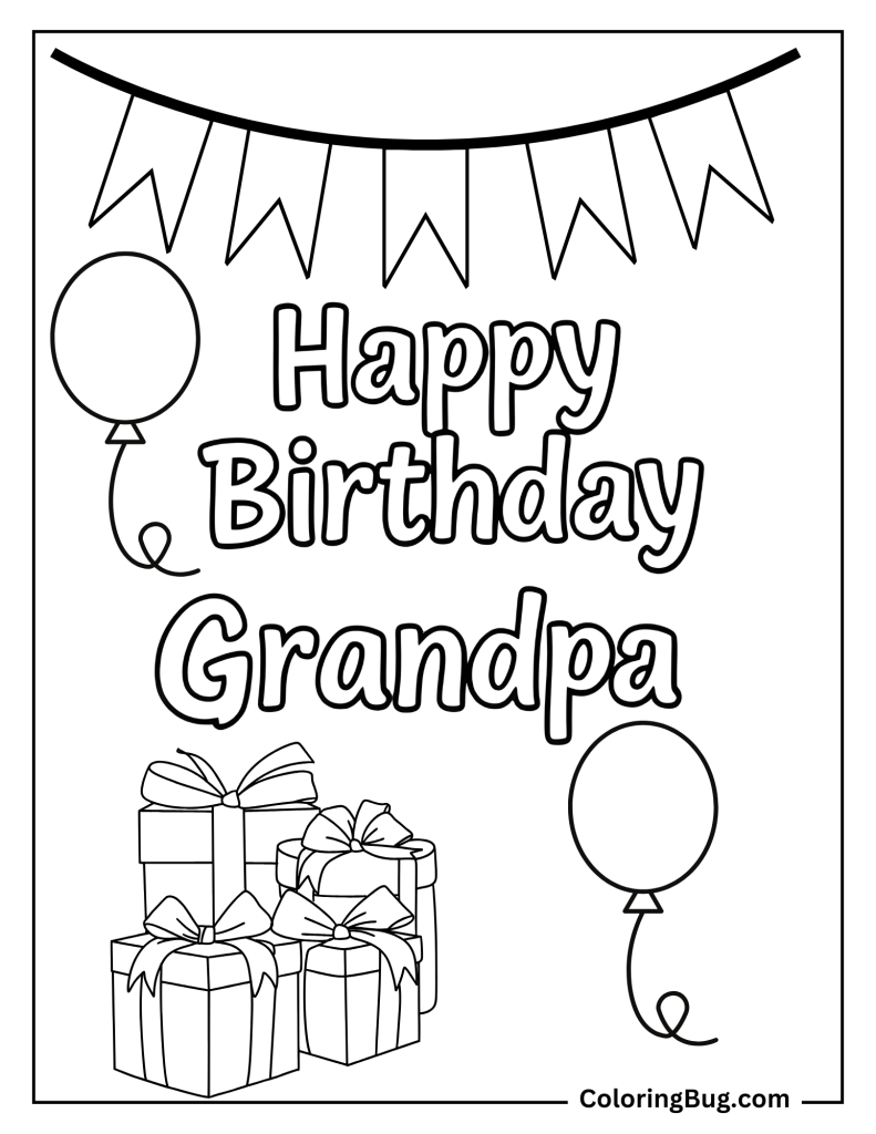 16 Happy Birthday Grandpa Coloring Pages (Free Printable PDFs)