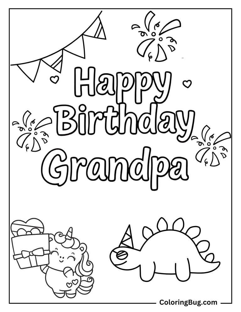 16 Happy Birthday Grandpa Coloring Pages (Free Printable PDFs)