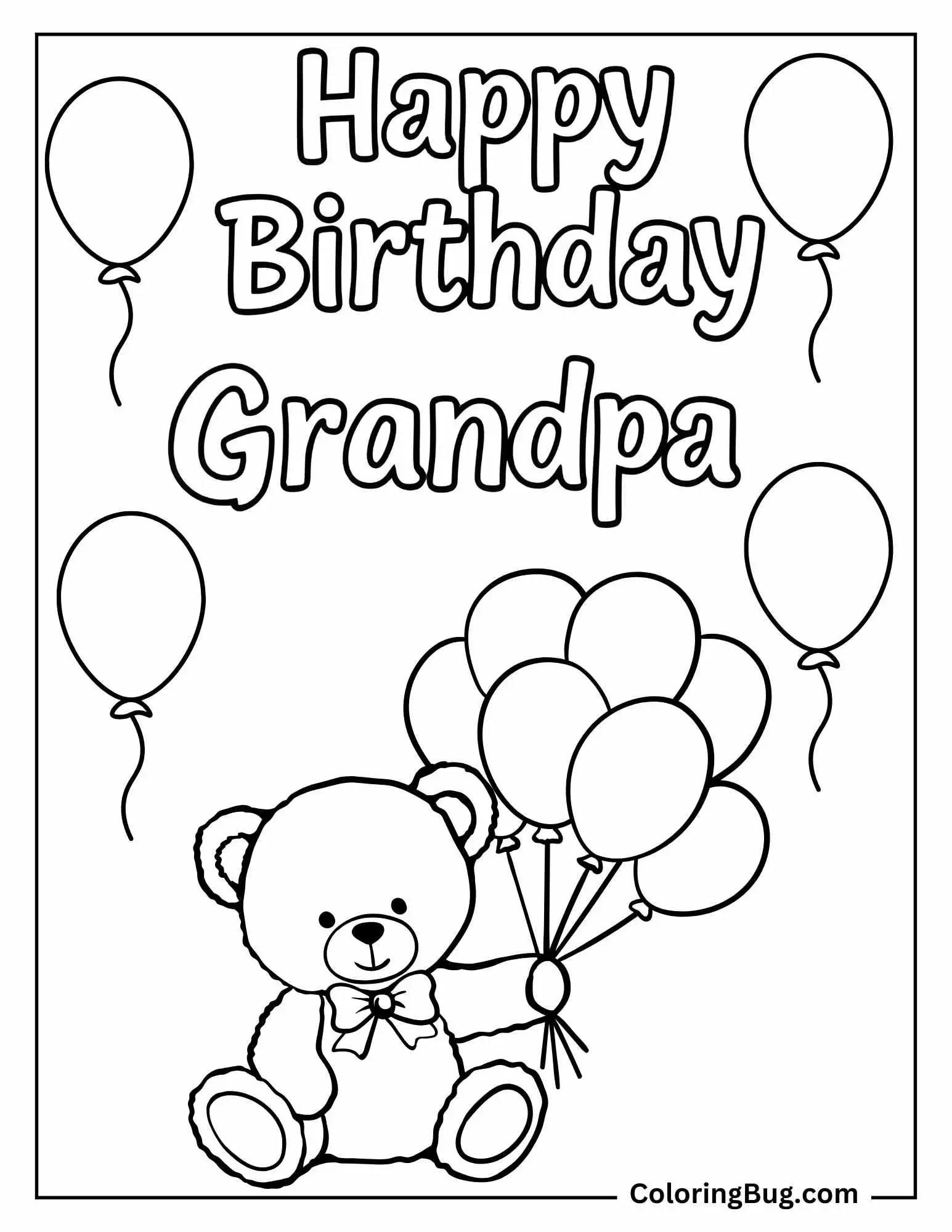16 Happy Birthday Grandpa Coloring Pages (Free Printable PDFs)