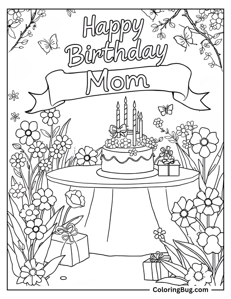 20 Happy Birthday Mom & Mum Coloring Pages (Free Printable PDFs)