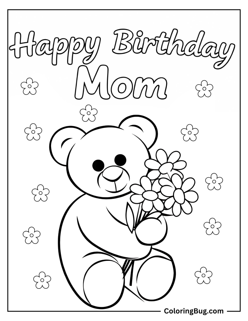 20 Happy Birthday Mom & Mum Coloring Pages (Free Printable PDFs)