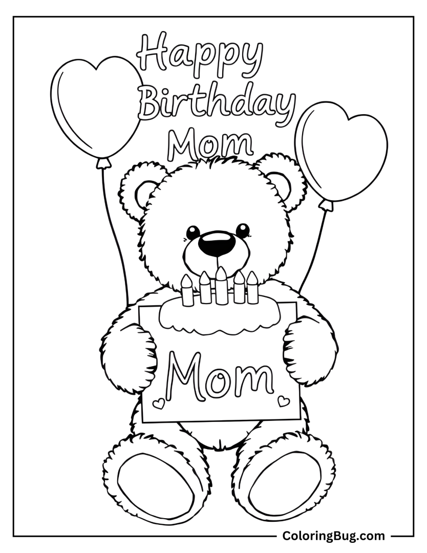 20 Happy Birthday Mom & Mum Coloring Pages (Free Printable PDFs)