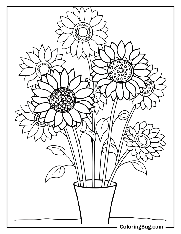 30 Sunflower Coloring Pages (Free Printable PDFs)