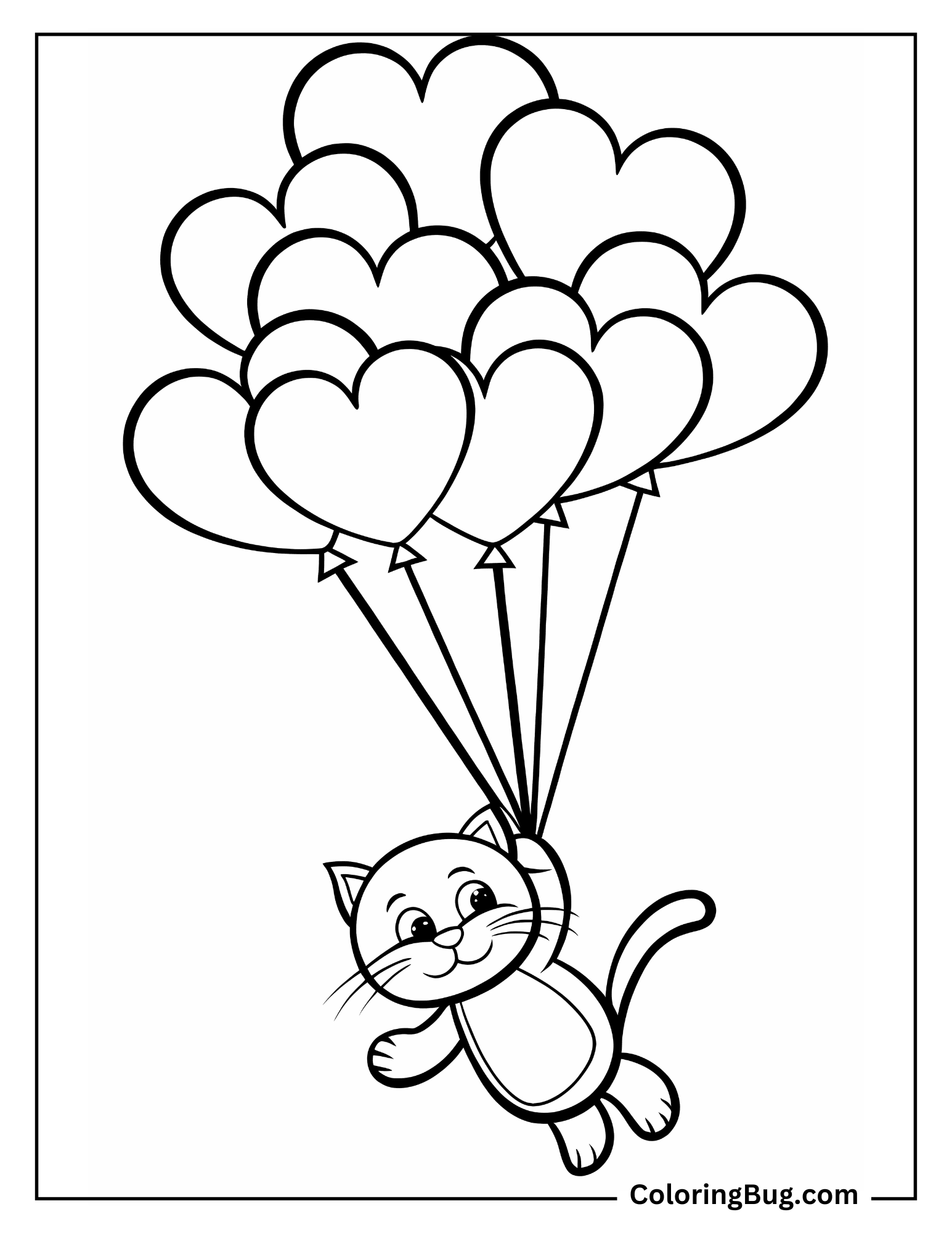 20 Cat Valentines Coloring Pages (Free Printable PDFs)