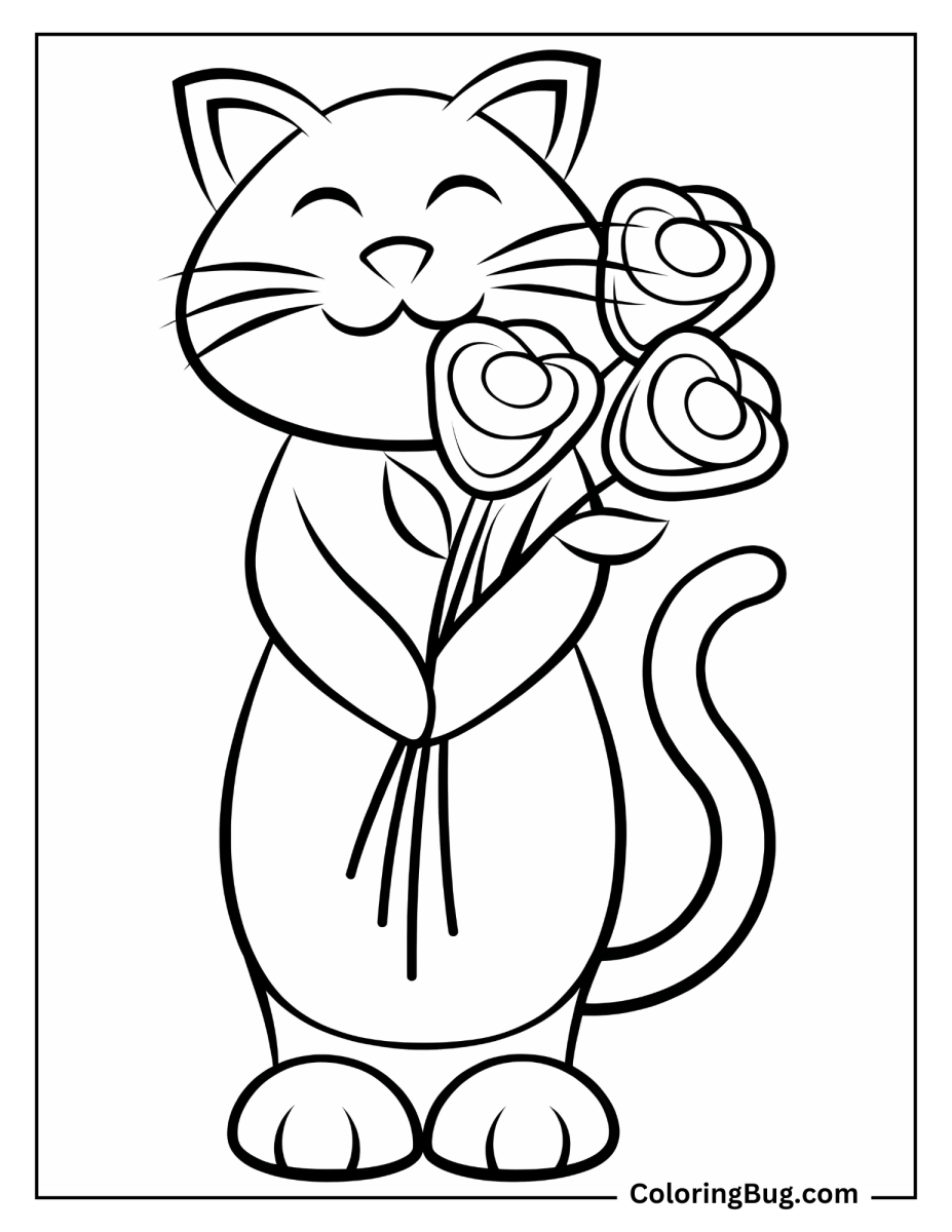 20 Cat Valentines Coloring Pages (Free Printable PDFs)