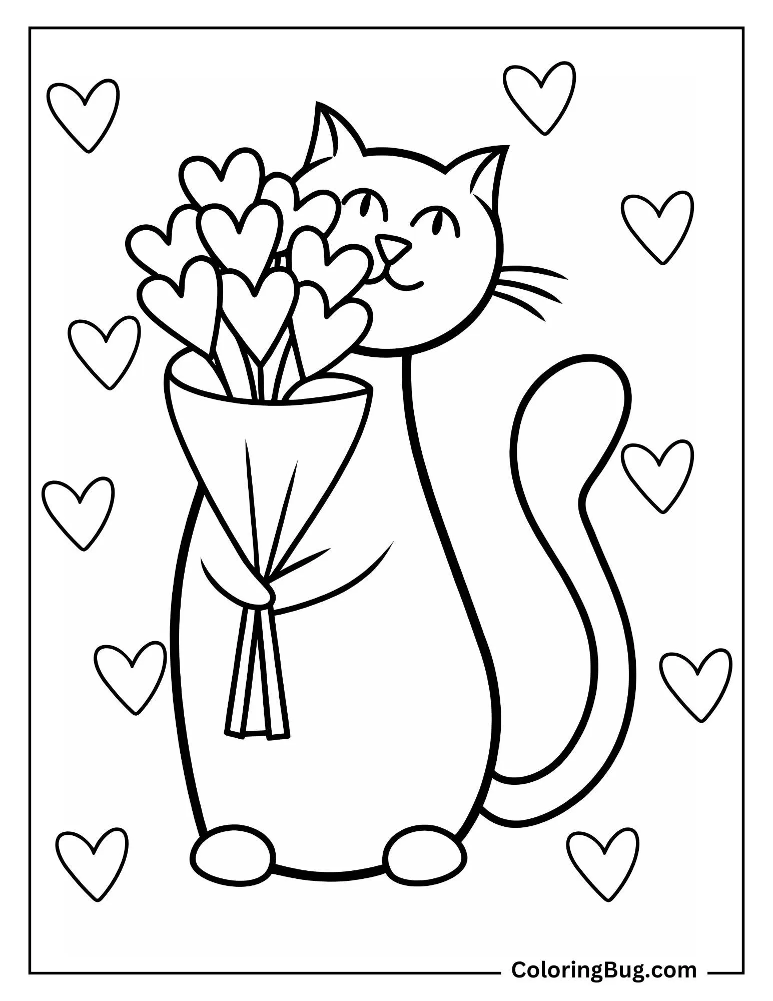 20 Cat Valentines Coloring Pages (Free Printable PDFs)