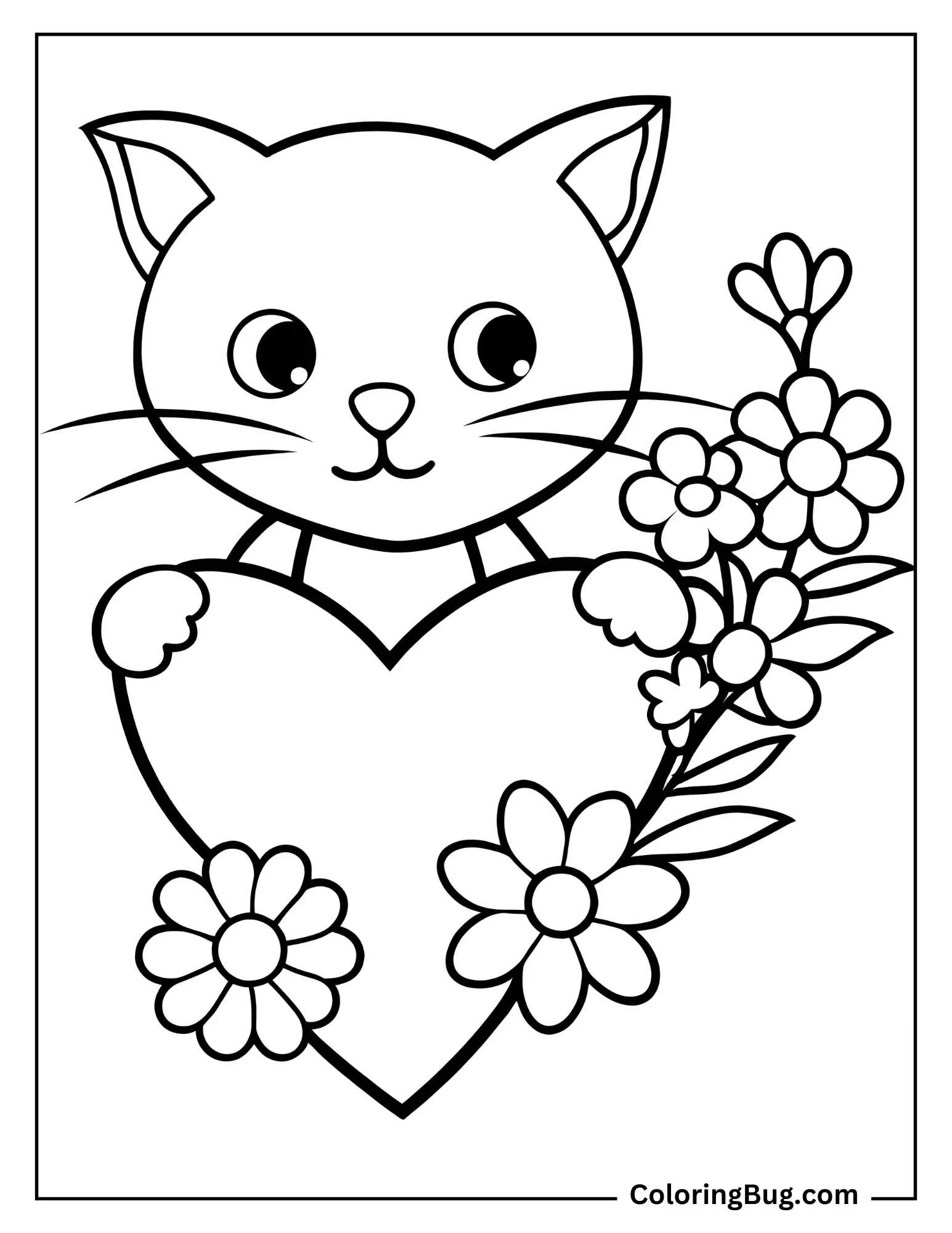 20 Cat Valentines Coloring Pages (Free Printable PDFs)