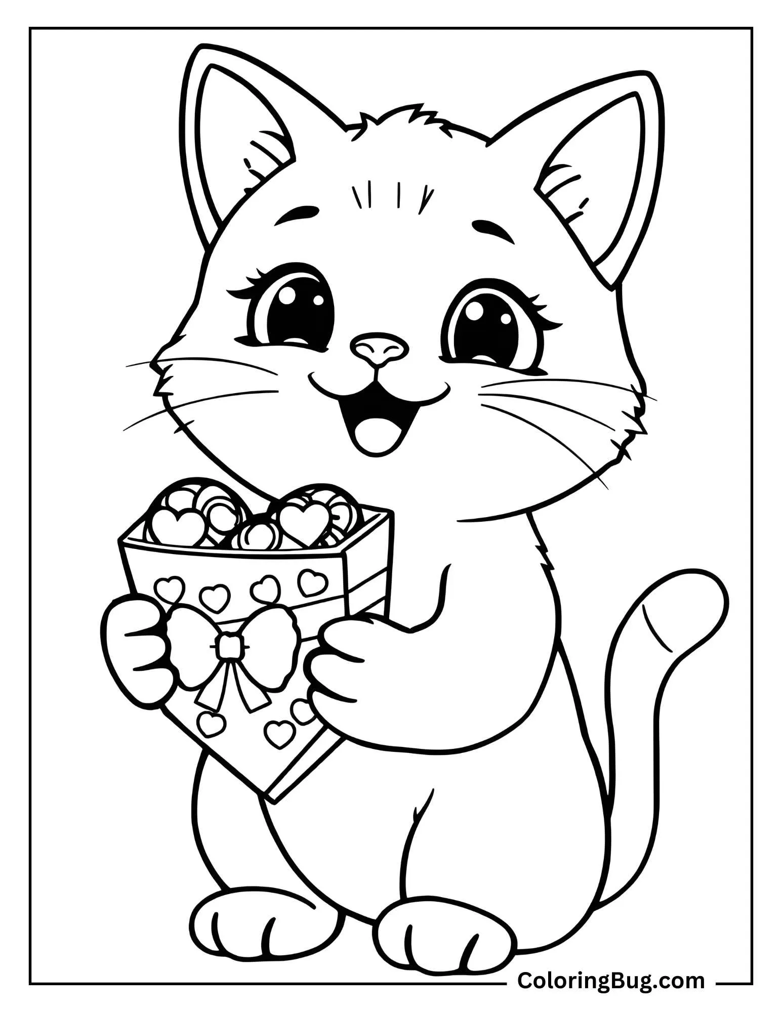 20 Cat Valentines Coloring Pages (Free Printable PDFs)