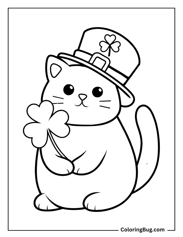20 Cat St. Patrick's Day Coloring Pages (Free Printable PDFs)