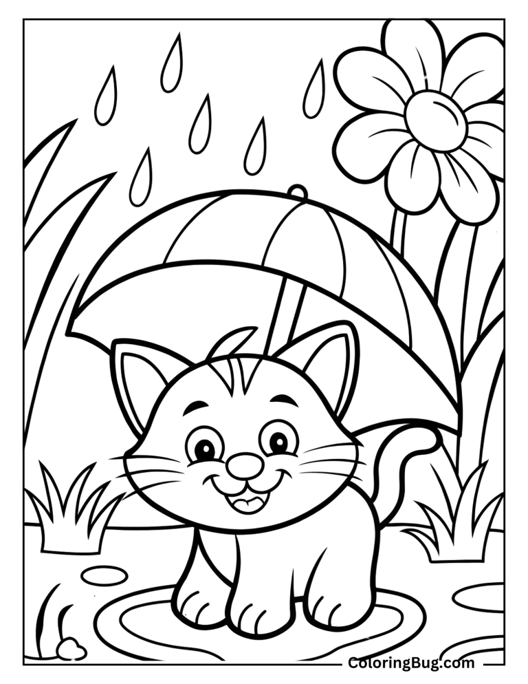 20 Cat Spring Coloring Pages (Free Printable PDFs)