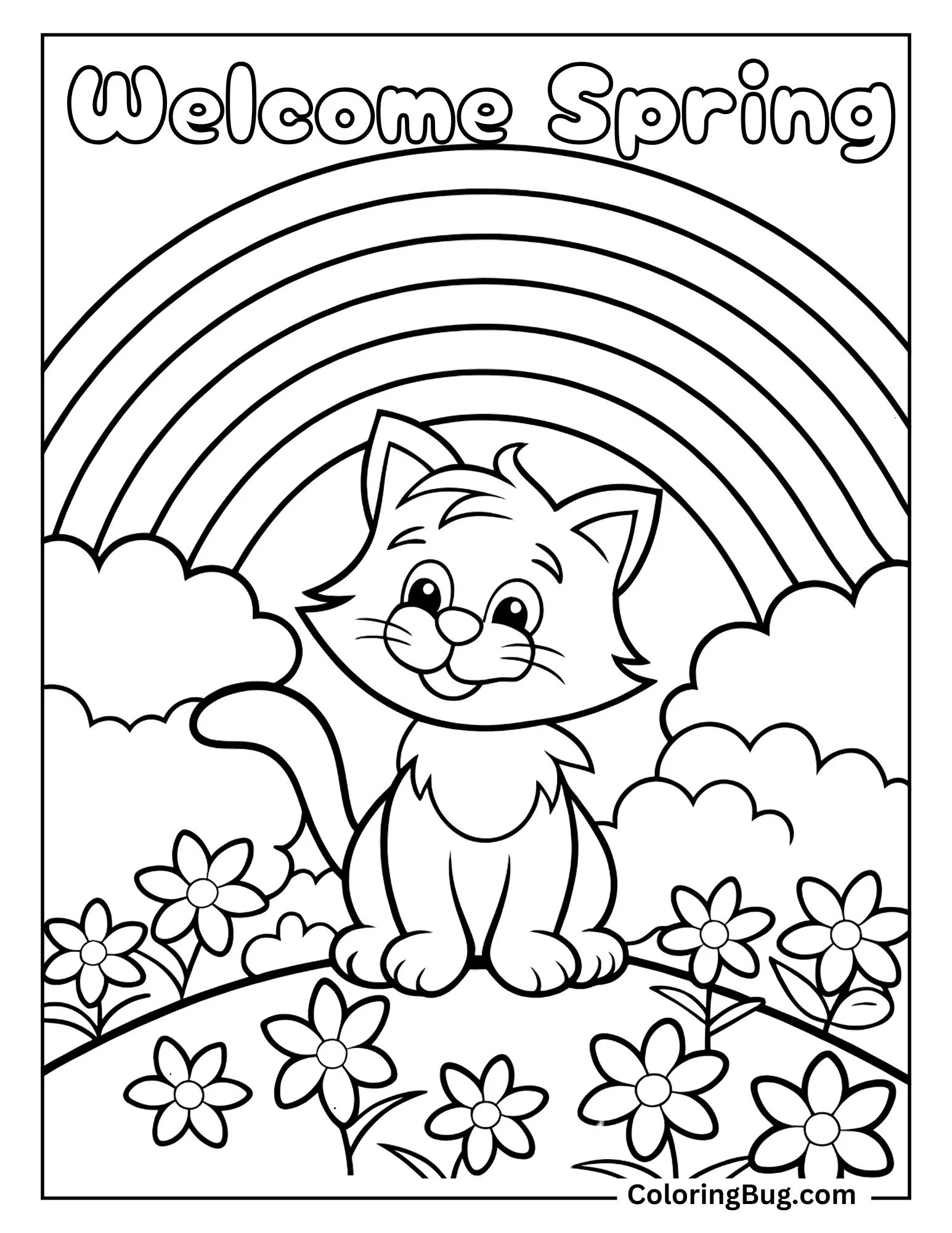 20 Cat Spring Coloring Pages (Free Printable PDFs)