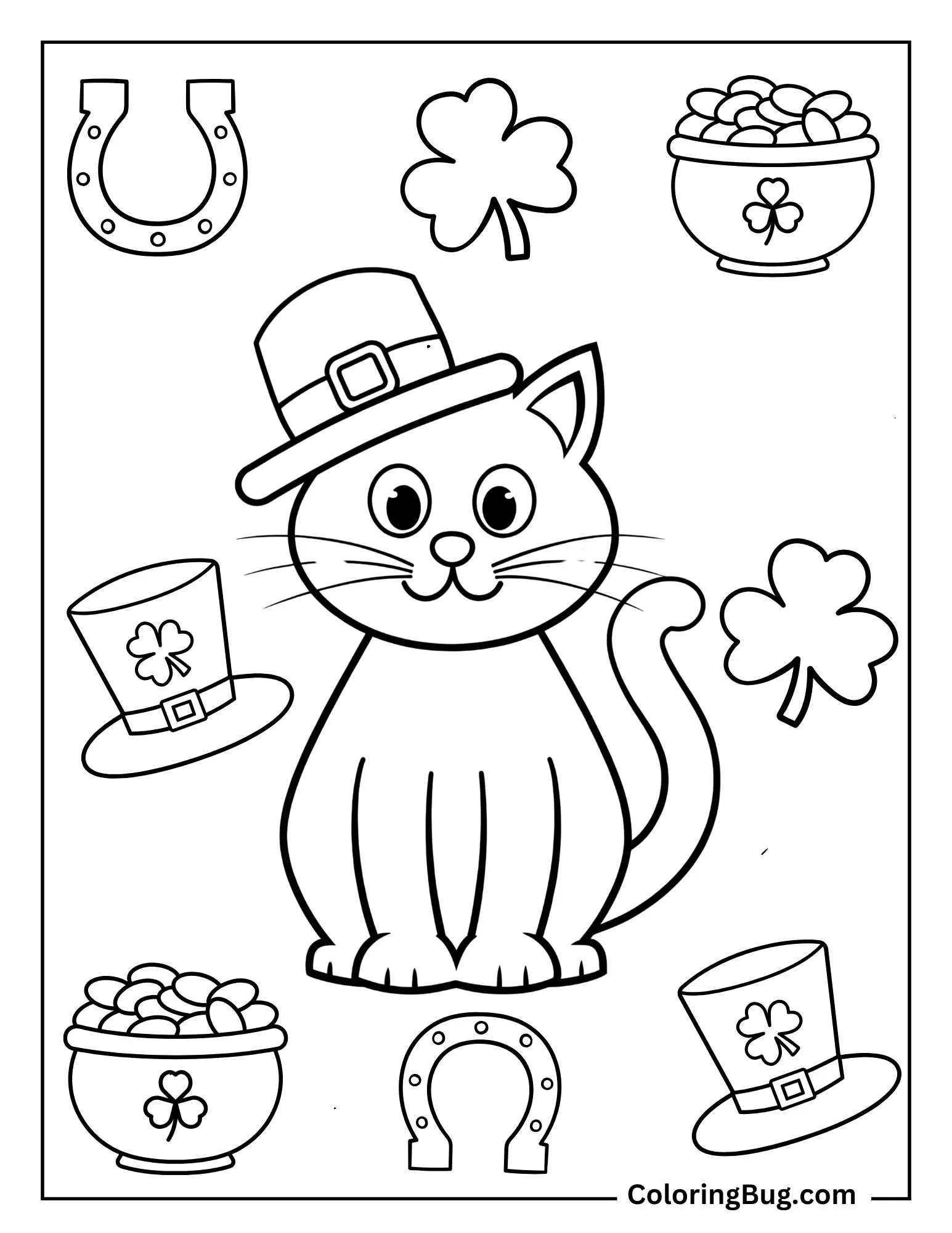 20 Cat St. Patrick's Day Coloring Pages (Free Printable PDFs)
