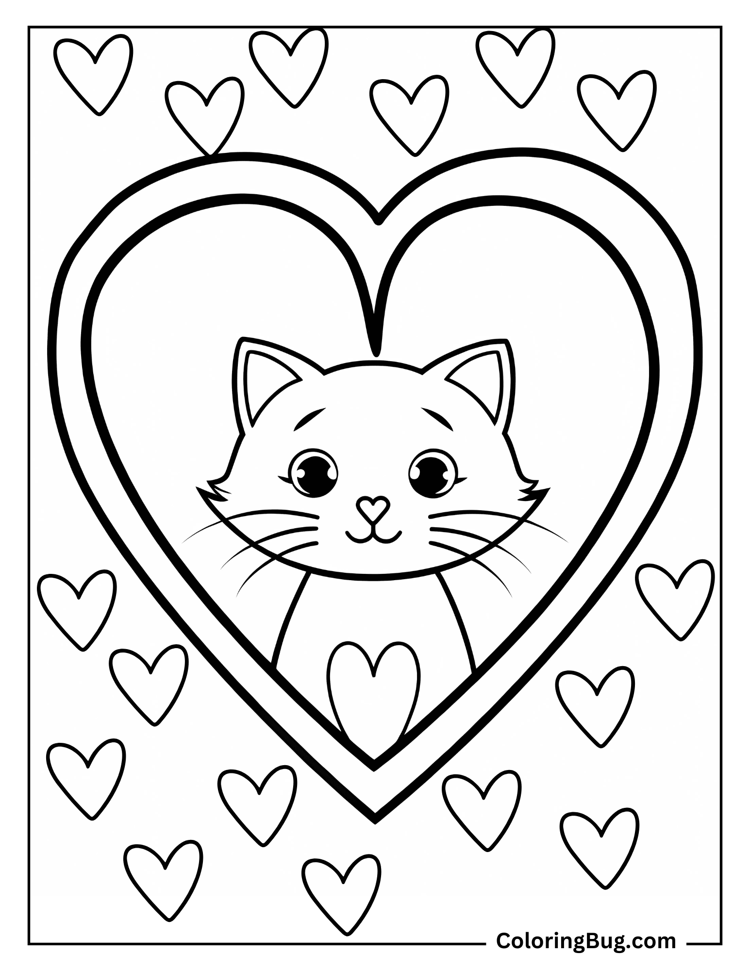 20 Cat Valentines Coloring Pages (Free Printable PDFs)
