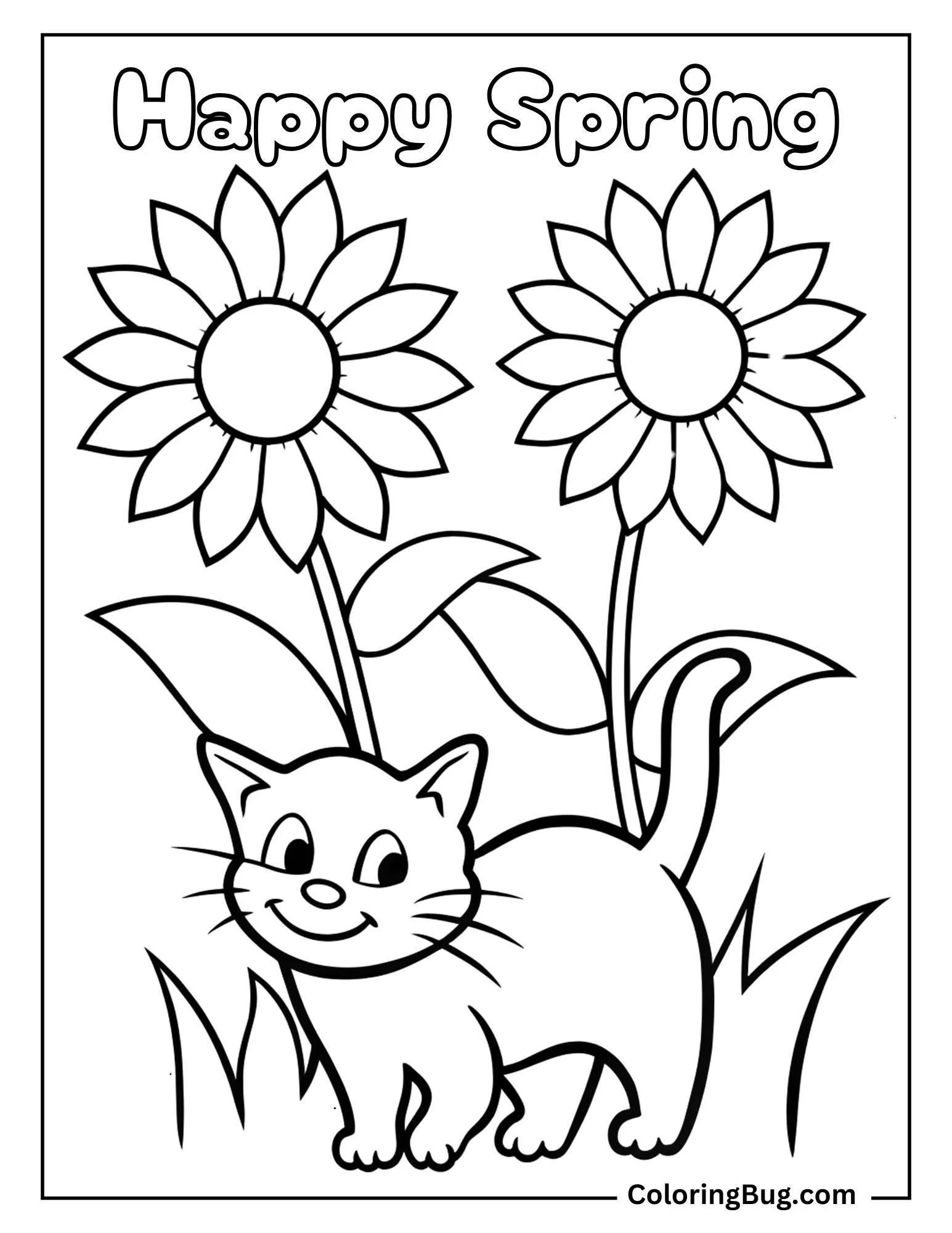 20 Cat Spring Coloring Pages (Free Printable PDFs)