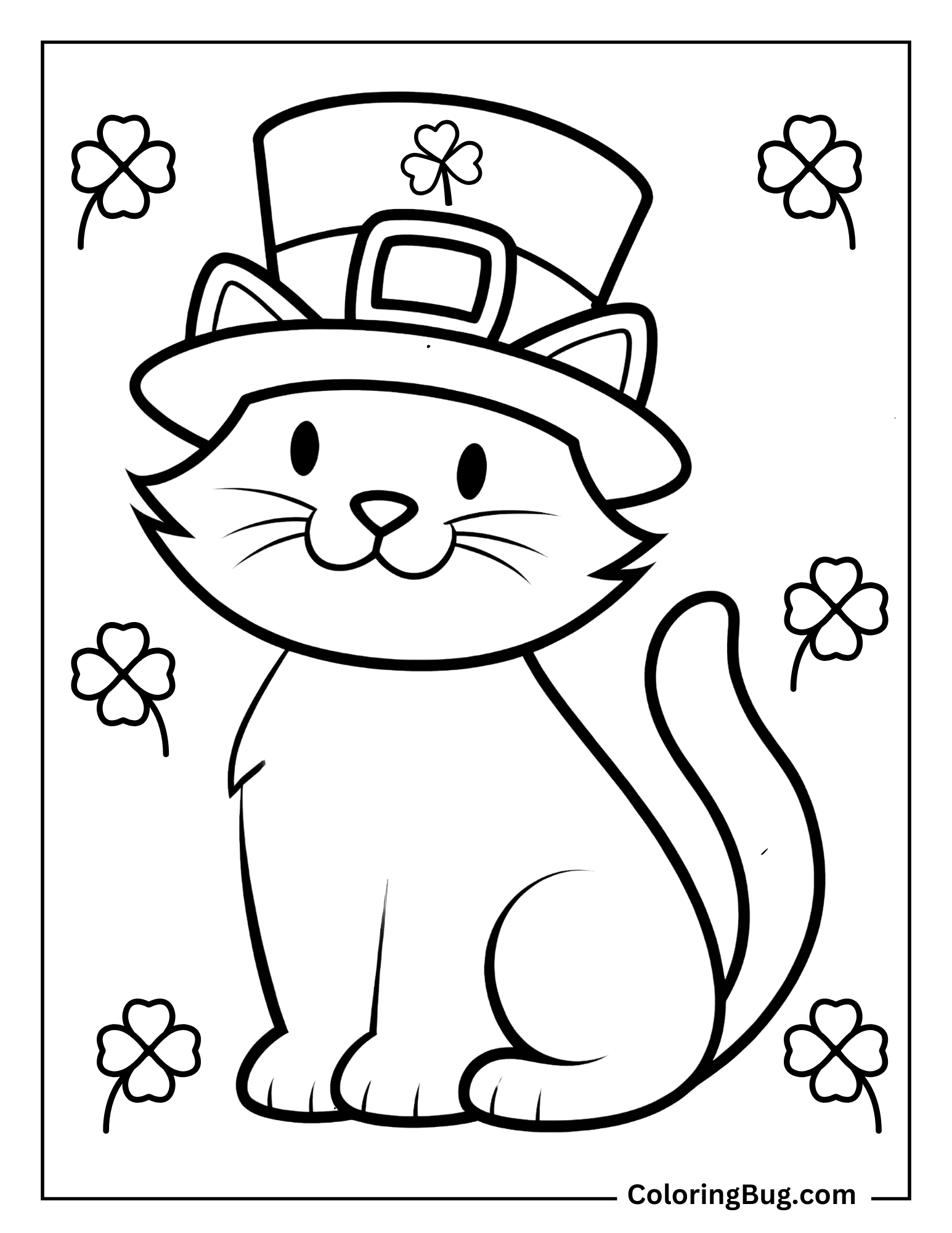 20 Cat St. Patrick's Day Coloring Pages (Free Printable PDFs)