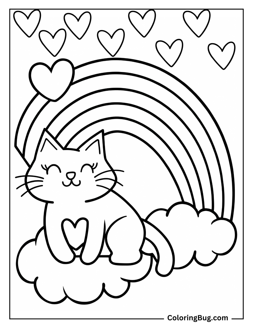 20 Cat Valentines Coloring Pages (Free Printable PDFs)