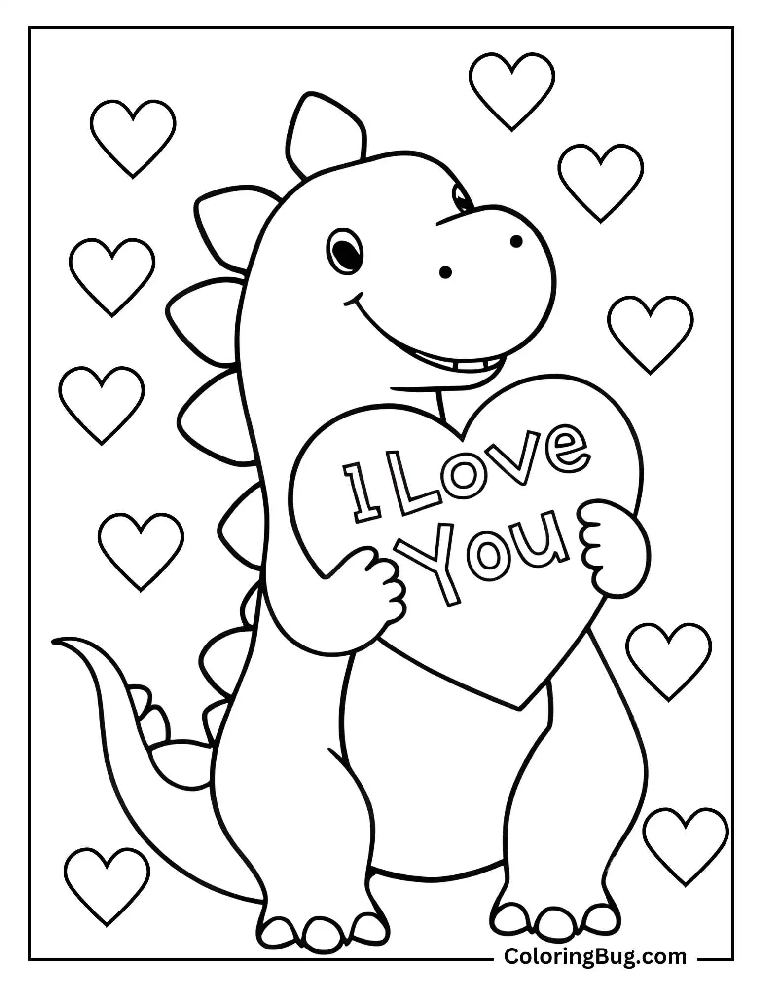 20 Dinosaur Valentines Coloring Pages (Free Printable PDFs)