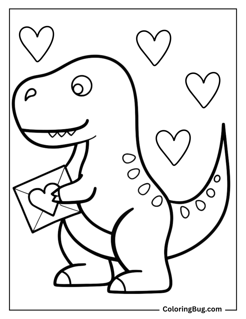 20 Dinosaur Valentines Coloring Pages (Free Printable PDFs)
