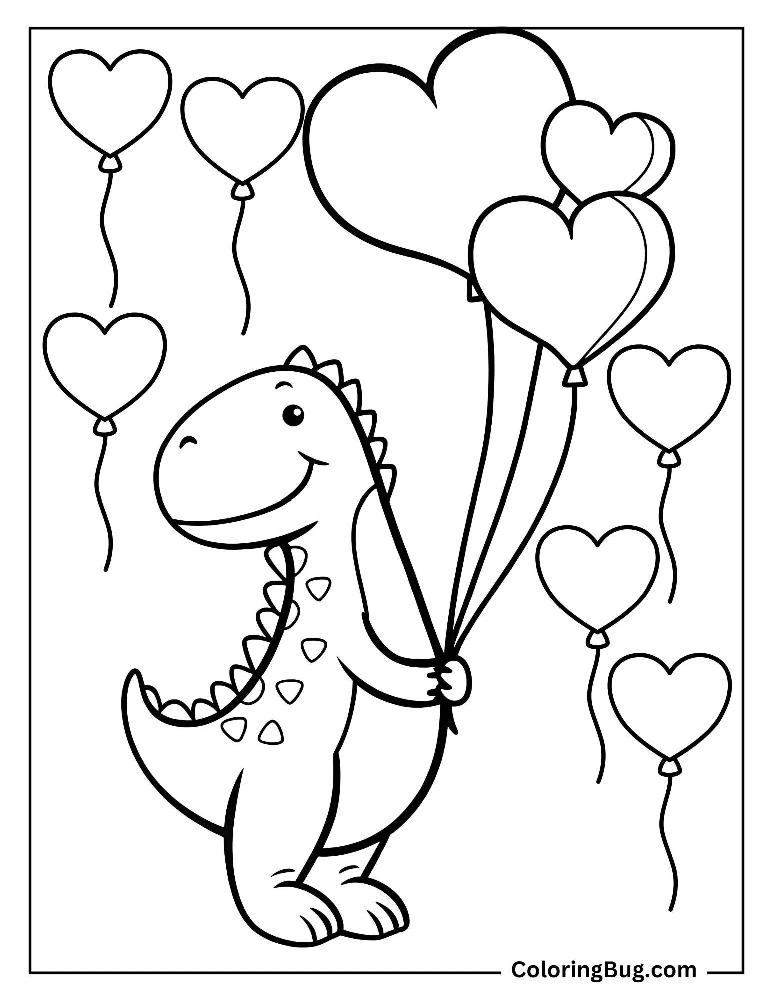 20 Dinosaur Valentines Coloring Pages (Free Printable PDFs)