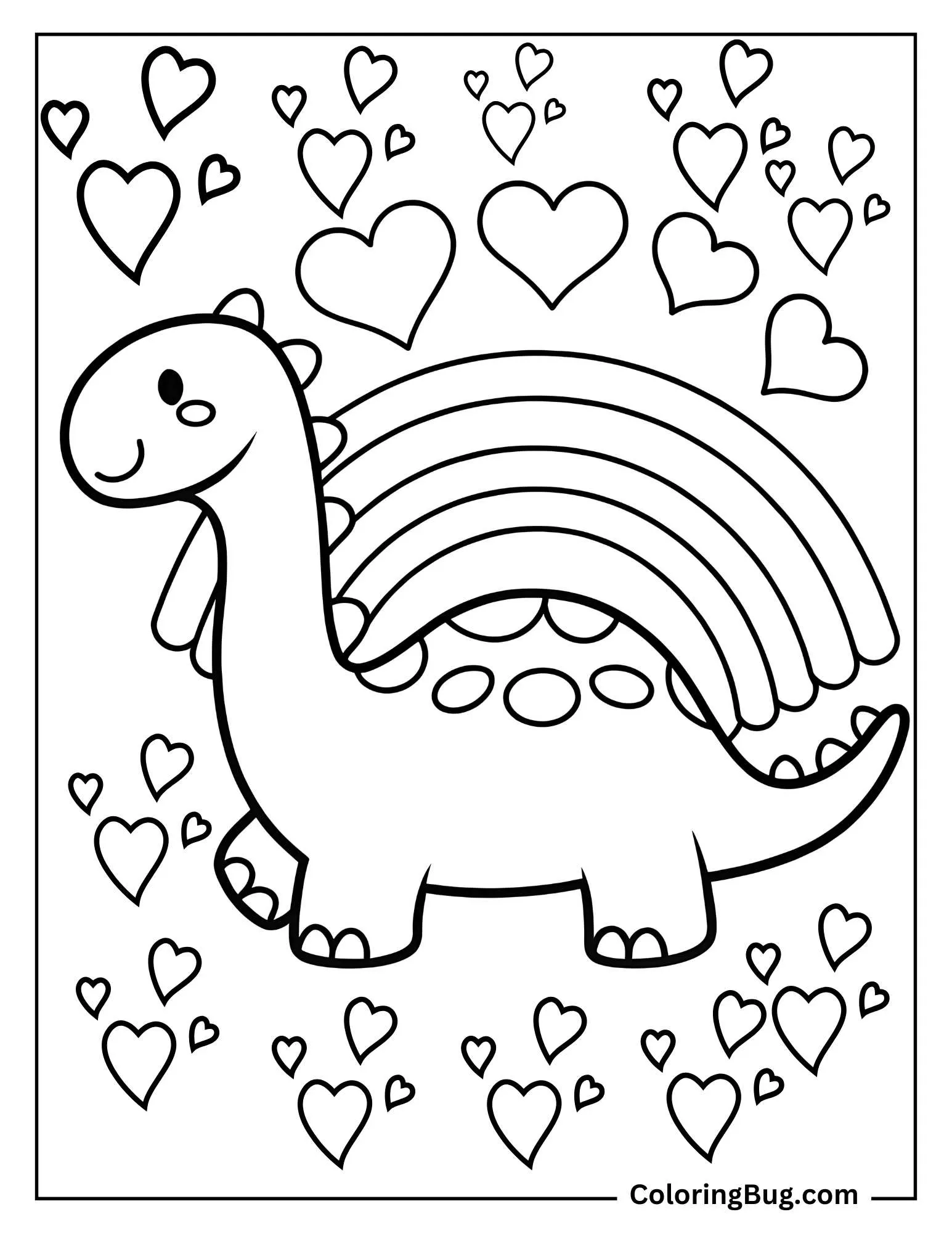 20 Dinosaur Valentines Coloring Pages (Free Printable PDFs)